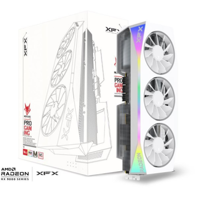 XFX Mercury AMD Radeon RX 9070 XT OC White Magnetic Air 16G ...